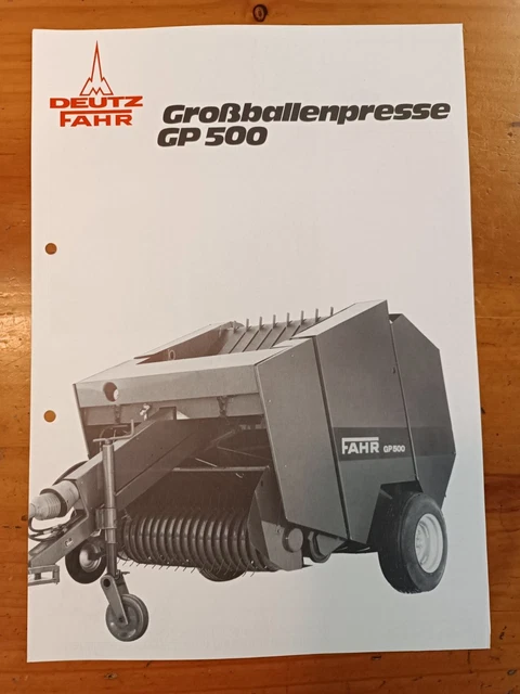 ORIGINAL PROSPEKT DEUTZ Fahr Großballenpresse GP500 Traktor Schlepper ...