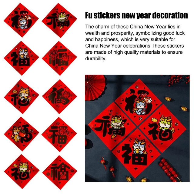 2024 DRAGON YEAR Fu Character Door Sticker New Year Goods Spring ...