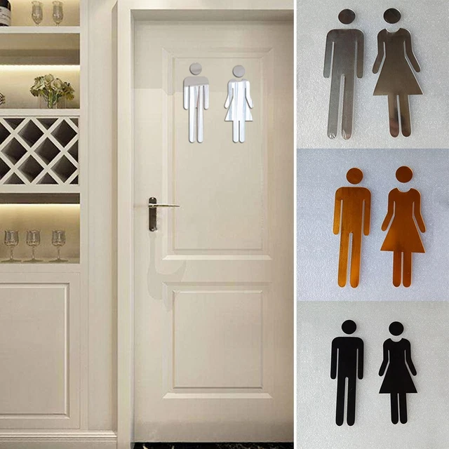 TOILET SIGN STICKER Men&Woman Replacemnt Restroom Self-adhesive Signage ...