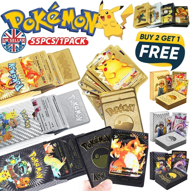 55PCS POKEMON CARD Foil GOLD PACK 55 CARDS TCG GX Vmax GX Card ...