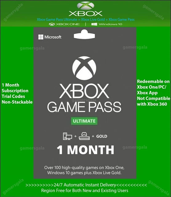 XBOX ULTIMATE GAME Pass 1 Month Global Code with Live Gold Membership ...