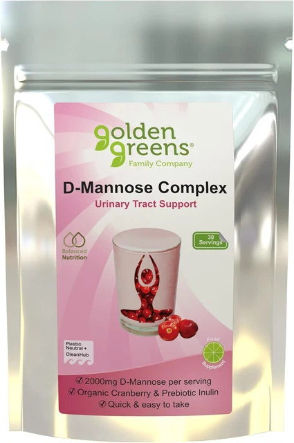 GOLDEN GREENS D-MANNOSE Complex with Organic Cranberry 30 Servings, 1 Count £20.09 - PicClick UK
