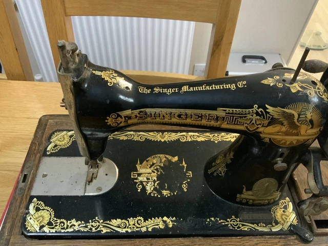 ANTIQUE VINTAGE 1908 Singer Model 15K Sewing Machine in Cabinet With ...