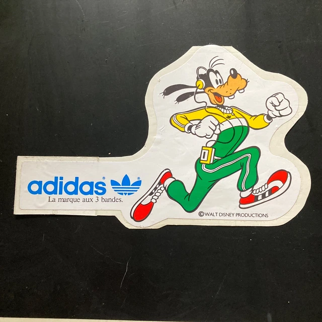 AUTOCOLLANT STICKER VINTAGE Publicitaire Adidas Goofy Dingo Walt Disney ...