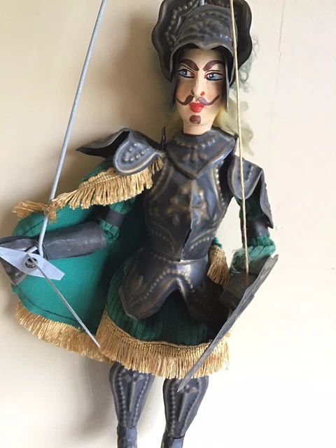 VINTAGE ITALIAN SICILIAN Hand Painted Armored Knight Marionette Puppet ...