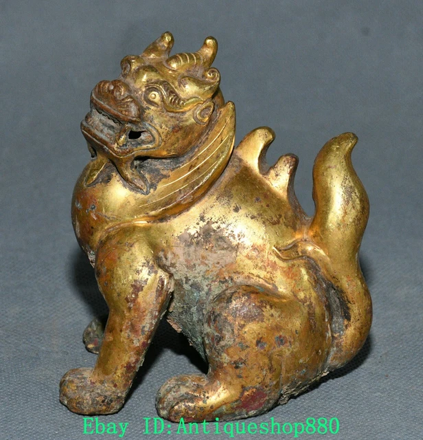 4 &BRONZE DE la dynastie Han statue de dragon Feng Shui en or EUR 564 ...