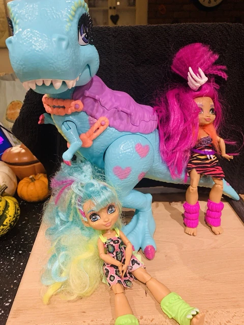 MATTEL CAVE CLUB Rockelle & Tyrasaurus Doll & Dinosaur Figure No ...