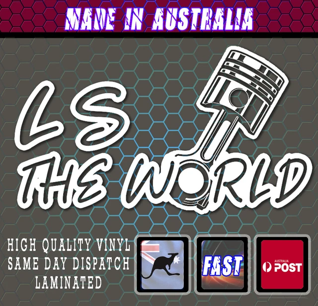 LS THE WORLD Sticker -Bumper Decal V8 Vinyl transfer White holden GM ...