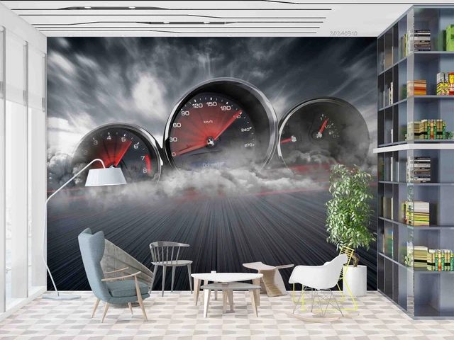 3D SPORTS CAR Odometer Self-adhesive Removable Wallpaper Murals Wall 21 ...