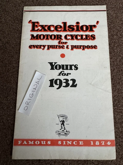 ORIGINAL EXCELSIOR MOTOR Cycles Fold-Out Sales Brochure 1932 Illustrated superb £20.00 - PicClick UK