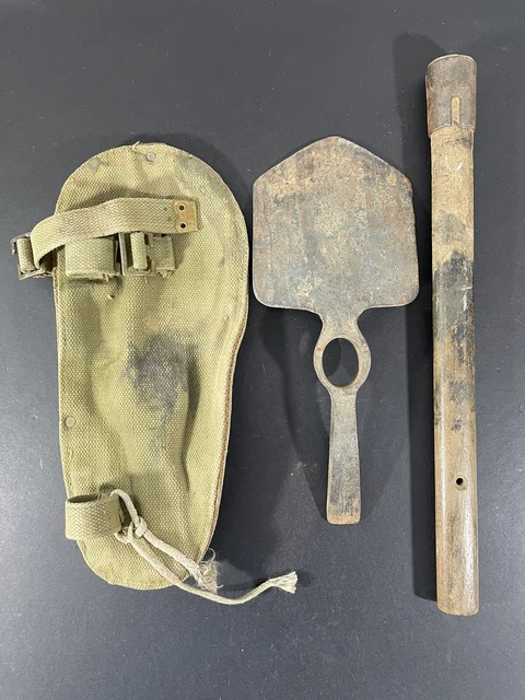 WW2 BRITISH ARMY Entrenching Tool Mattock in Webbing Pouch £130.00 ...