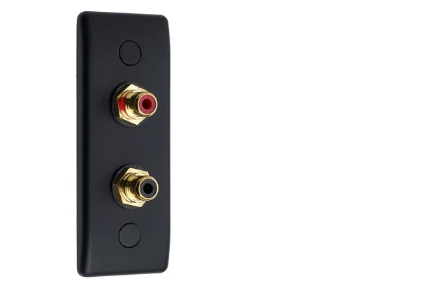 RCA X 2 Phono Audio AV Speaker Wall plate - Slim Architrave Matt Black ...