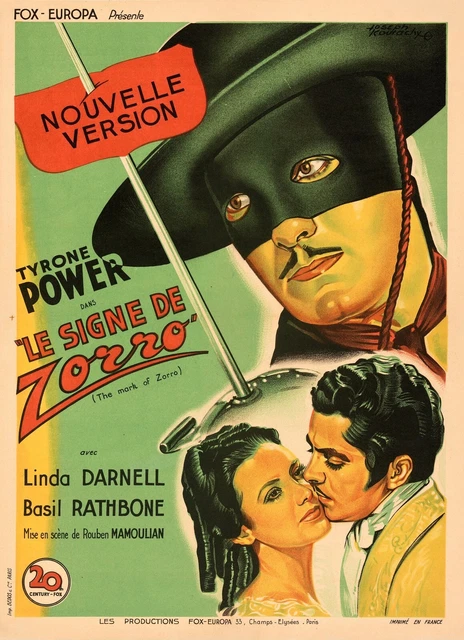 LE SIGNE DE ZORRO, TYRONE POWER, repro affiche de cinema (40x60 cm), HQ ...