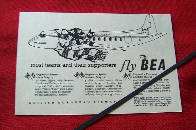 BRITISH EUROPEAN AIRWAYS Bea Football Supporters 1955 Original Vintage ...