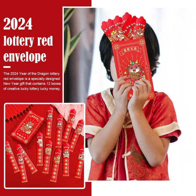 12X SOBRES ROJOS de Año Nuevo Chino 2024 Dragon Lucky Hong Bao Sobres ...