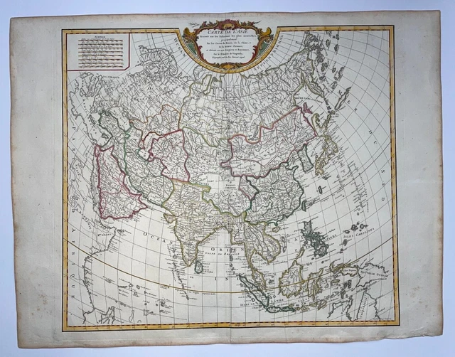 ASIA C. 1750 18TH CENTURY ROBERT DE VAUGONDY LARGE ANTIQUE MAP IN COLORS £353.73 - PicClick UK