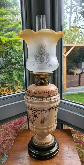 ORIGINAL VICTORIAN POTTERY Taylor Tunnicliffe Oil Lamp Glass Shade ...