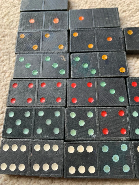 MIXED BUNDLE BLACK Colour VINTAGE WOODEN DOMINOES SET FOREIGN Japan ...