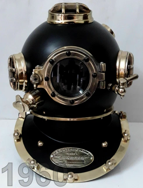 AMÉRICAIN MARINE MARK V Ancien Plongée Sca 18 " Divers Casque Foncé Mer ...