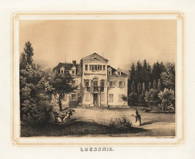 RITTERGUT LÖSSNIG LK Leipzig Sachsen Lithographie Poenicke 1860 EUR 28 ...