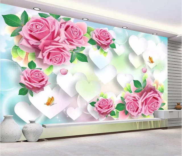3D PINK ROSE Love 2883 Wallpaper Mural Paper Wall Print Indoor Murals ...