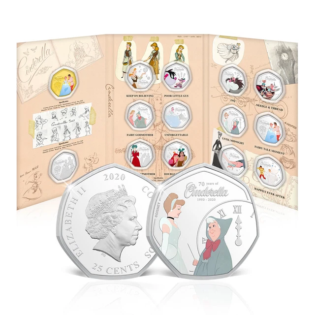 DISNEY GIFTS CINDERELLA 70th Anniversary Collectable 50p Coin ...