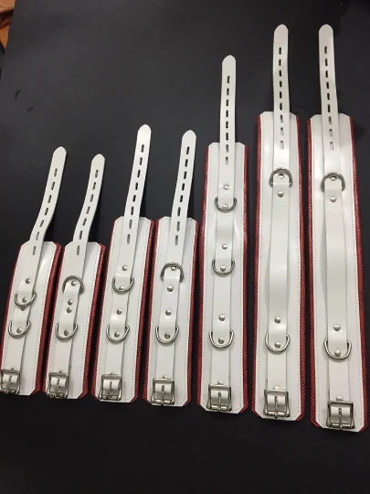 7 PIECE LEATHER Heavy Duty Padded Bondage Restraint set with Red Snake ...