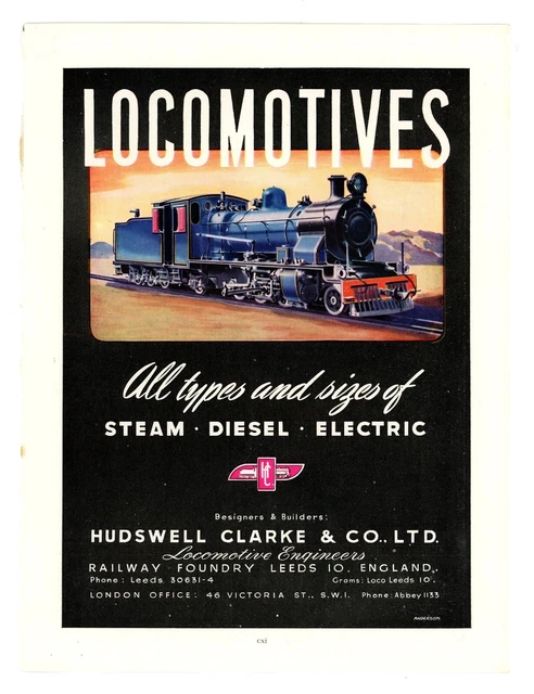 LOCOMOTIVES HUDSWELL CLARKE & Co Print Ad advert advertisement vintage ...