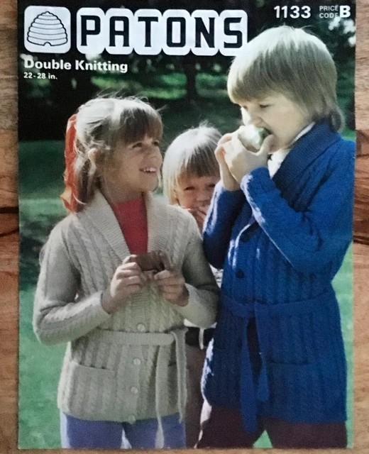 VINTAGE PATONS KNITTING Pattern 1133 For Childs Belted Jacket In Dk ...