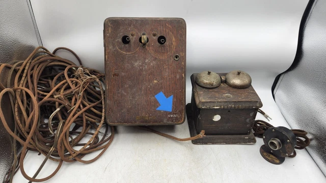 ANTIQUE KELLOGG SANTA Fe Oak Wood Railroad Telephone Phone Ringer Bell ...