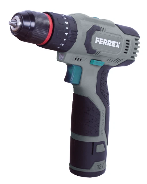 FERREX 12V CORDLESS Combi Drill With Battery & USB-C Charger And Drill ...