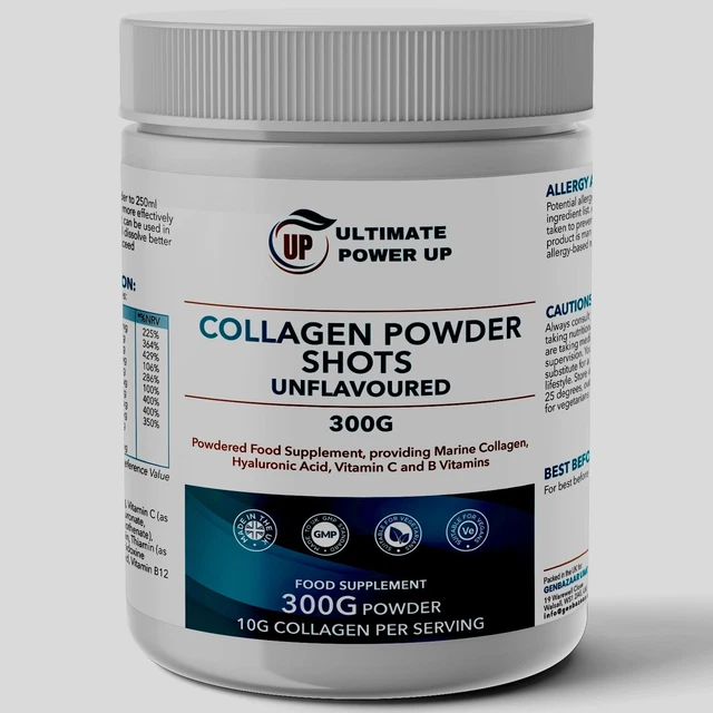 BIOACTIVE COLLAGEN POWDER Shots 300g Plus Essential Vitamins ...