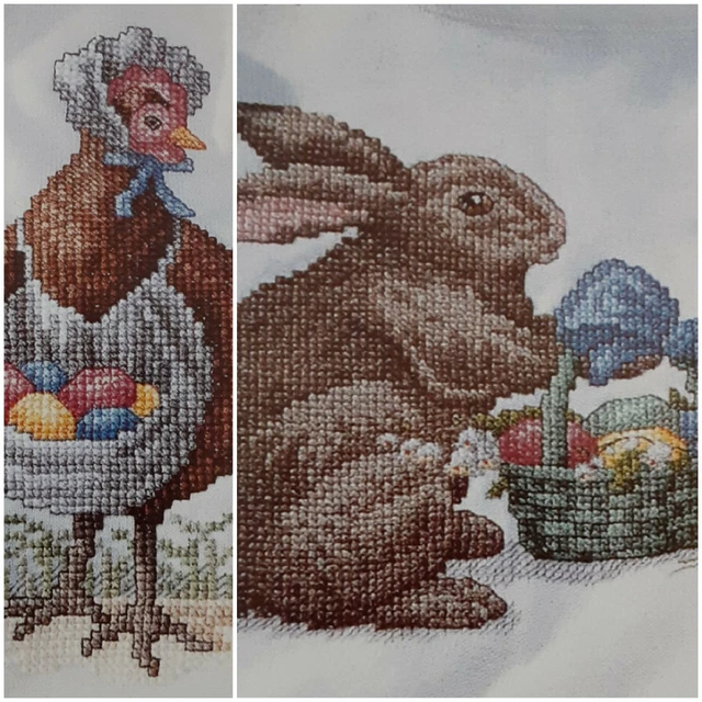 2 CROSS STITCH Patterns EASTER BASKET with Bunny Rabbit Easter Eggs ...