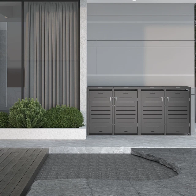 MÜLLTONNENBOX 4ER MÜLLTONNENVERKLEIDUNG Abfallbehälter Mülltonnenhaus Müllbox EUR 819,80 ...