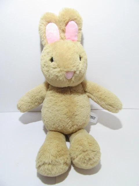 TESCO GOLDEN BROWN Beige Bunny Rabbit Pink Nose & Ears Plush Soft Toy ...