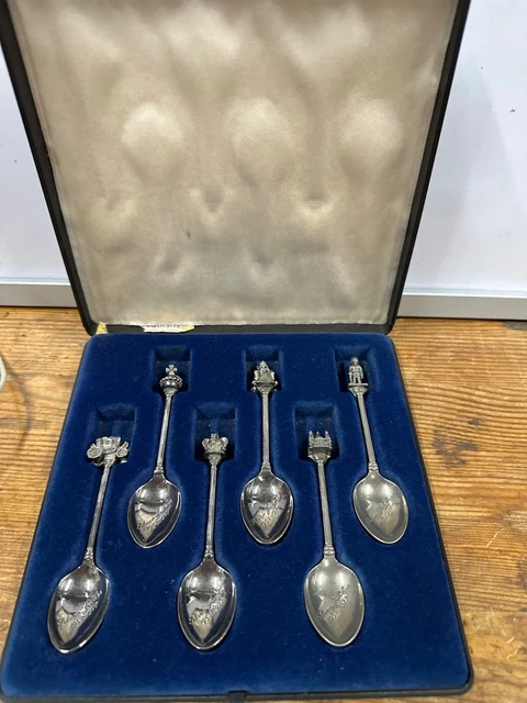 QUEEN ELIZABETH SILVER Jubilee 1977 Boxed Set Of 6 Silver Plated Tea ...