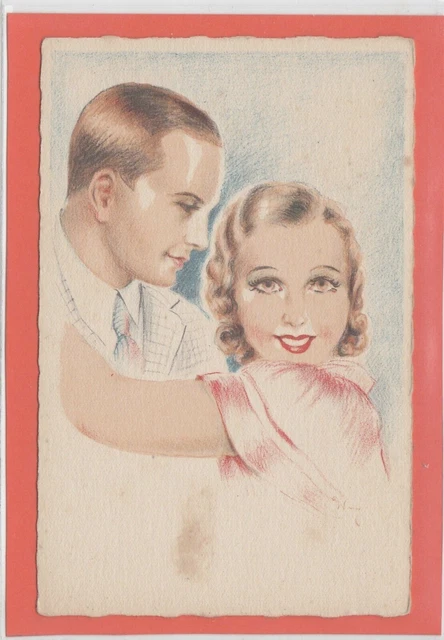 CPA/CP/CPSM CARTE POSTALE Signée Illustrateur Portrait Couple Années 20 ...
