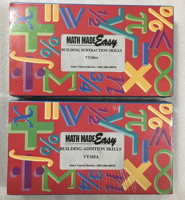 MATH MADE EASY - Tutorial Videos VHS Lot NEW & SEALED Addition ...