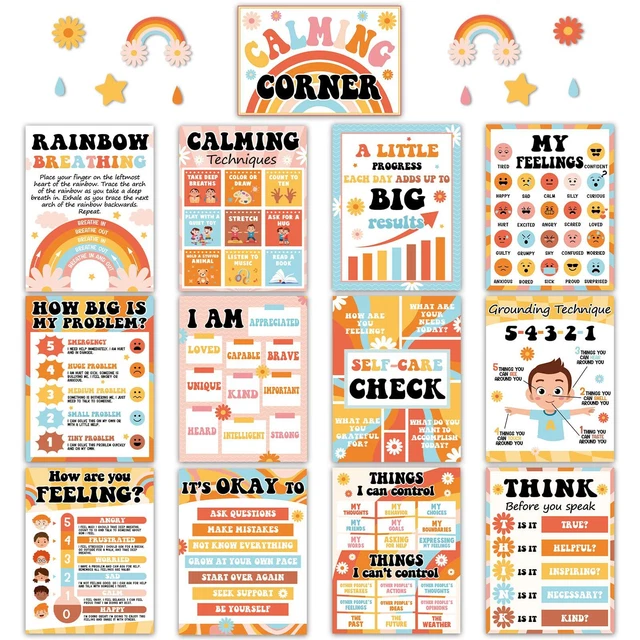GROOVY CALMING CORNER Classroom Posters Calm Down Corner Emotion ...