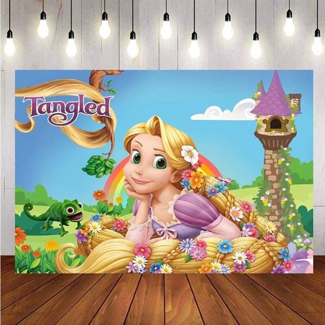 TANGLED RAPUNZEL BACKDROP Girls Happy Birthday Party Photo Backgrounds ...