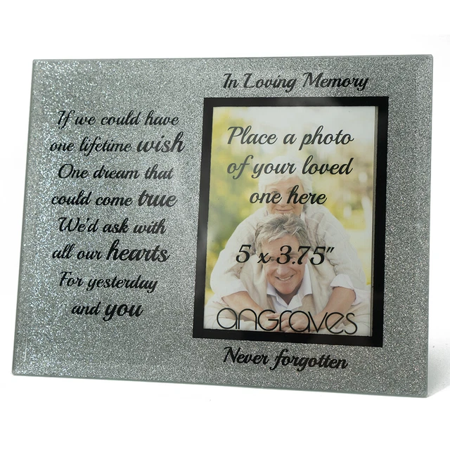 IN LOVING MEMORY Memorial Starry Silver Glitter Glass Photo Frame Never ...