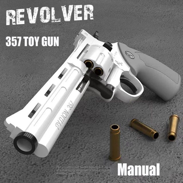 TOY REVOLVER LAUNCHER Gun Pistol Soft Bullet Blaster Dart Boys Outdoor ...