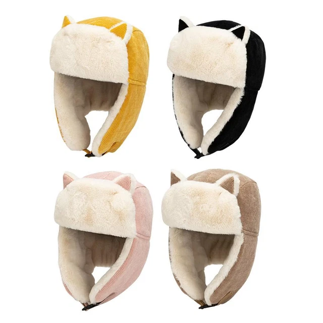 LADY GIRL EARFLAP Cap Trapper Hat Cat Ear Faux Fur Fluffy Windproof ...