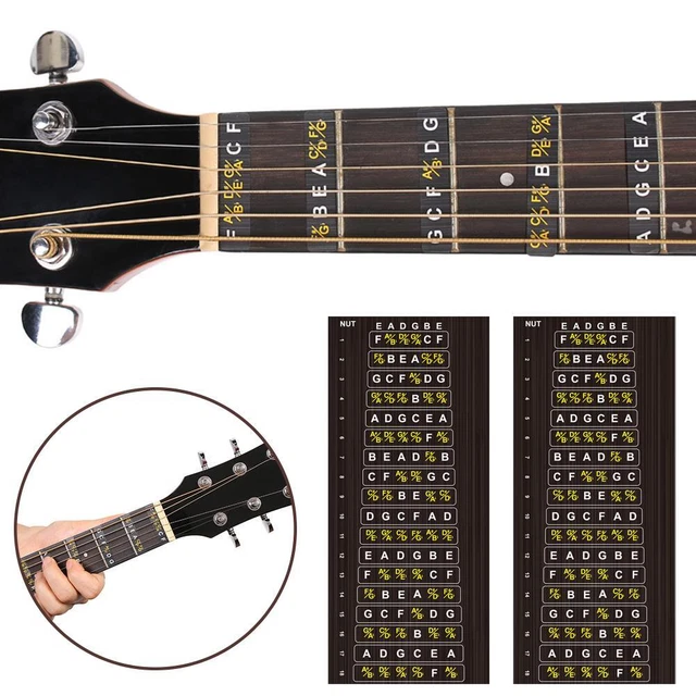 2X BASS GUITAR Fretboard Note Labels Scale Fret Stickers Bass H For 4 ...