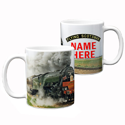 PERSONALISED FLYING SCOTSMAN Train Mug Railway Locomotive Dad Grandad ...