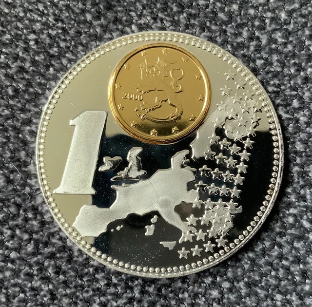 EUROPEAN CURRENCY - neue Europäische Währung 1 Cent Finnland Medaille Ø ...