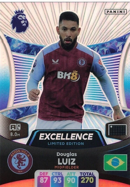 CARTA PANINI PREMIER League 2024 23 24 Douglas Luiz Excellence Edizione ...