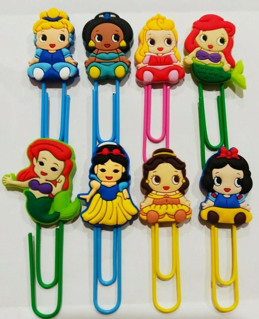 DISNEY PRINCESS BOOKMARKS Paperclips x8 Cinderella Rapunzel Elsa Ariel ...
