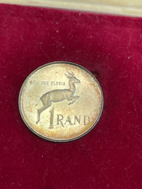 1968 SOUTH AFRICA Jan van Riebeeck Deer PROOF Silver 1 Rand Coin w/box ...