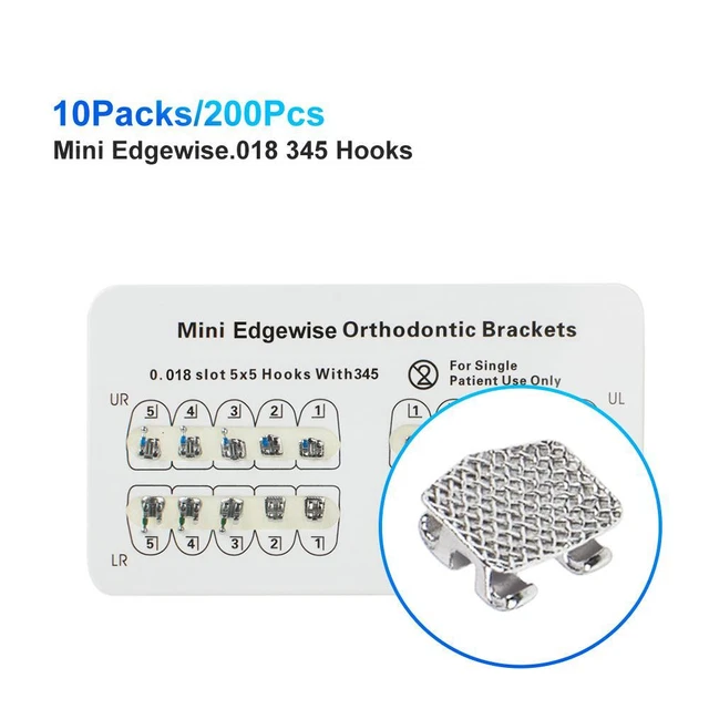METAL ORTHODONTIC BRACES Edgewise Bracket Set 10 Packs 200 Pieces Mini ...